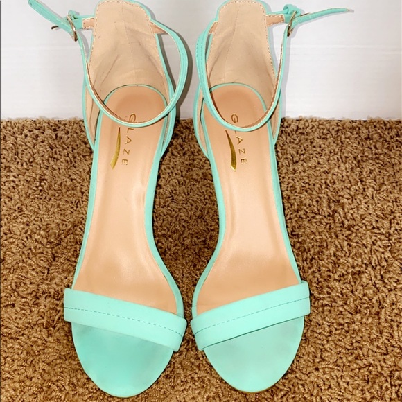 Glaze | Shoes | Teal Open Toe Heels | Poshmark